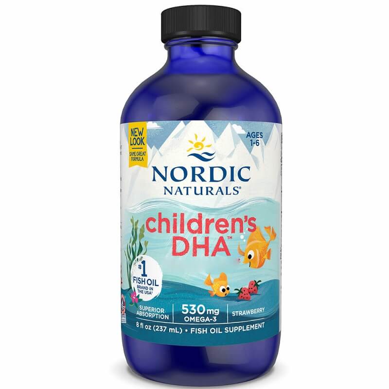 Nordic Naturals Children's DHA, jahoda, Omega 3 pro děti 530 mg, 237 ml ...